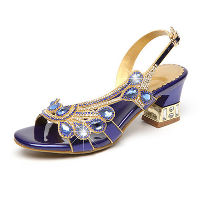 BS044 Sandals Women2020 Summer New Sandals Casual Fashion Word Belt Mid-Slope Heel Sandals Female Mother Shoes