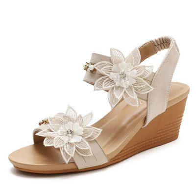 BS045 Simia Roman Shoes 2020 Summer New Casual Fashion Word With Mid-Slope Heel Sandals Female Comfortable