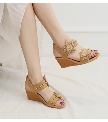 BS045 Simia Roman Shoes 2020 Summer New Casual Fashion Word With Mid-Slope Heel Sandals Female Comfortable