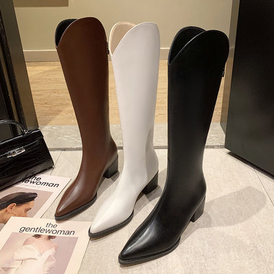 1168-16 European And American Sexy Pointed-Toe Boots Thick Heels Were Thin Wild Long-Tube Women'S Boots Net Red Temperam