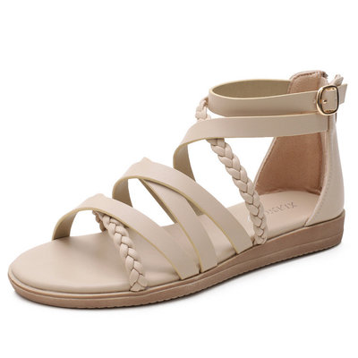 BS049 Amazon Bohemian Sandals Women New Large Size Women'S Shoes 41-43 Summer Woven Roman Sandals Women