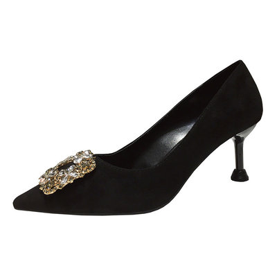 9333-022 Korean Fashion Suede Pointed Rhinestone High Heels Sexy And Thin Net Red Women'S Single Shoes Stiletto Women'S