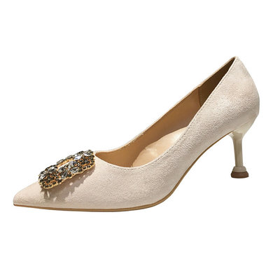 9333-022 Korean Fashion Suede Pointed Rhinestone High Heels Sexy And Thin Net Red Women'S Single Shoes Stiletto Women'S