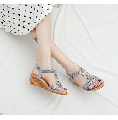 BS055 Platform Wedge Heel Mid-Heel Ladies Sandals 2020 Summer New Style European And American Retro Casual Fashion All-M