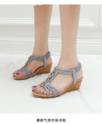 BS055 Platform Wedge Heel Mid-Heel Ladies Sandals 2020 Summer New Style European And American Retro Casual Fashion All-M