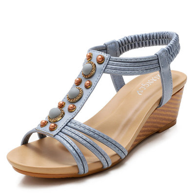 BS055 Platform Wedge Heel Mid-Heel Ladies Sandals 2020 Summer New Style European And American Retro Casual Fashion All-M