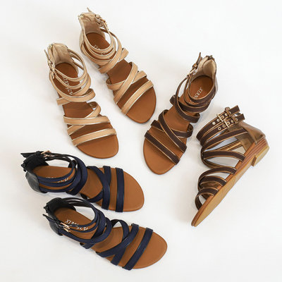 BS057 Sandals Female Summer Europe 2021 New Cross Strap Open Toe Casual Strap Roman Shoes Wedge Heel All-Match Large Siz
