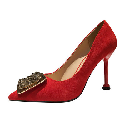 9333-019 Korean Fashion Pointed Shallow Mouth High Heels Net Red Sexy Rhinestone Women'S Singles Banquet All-Match Women