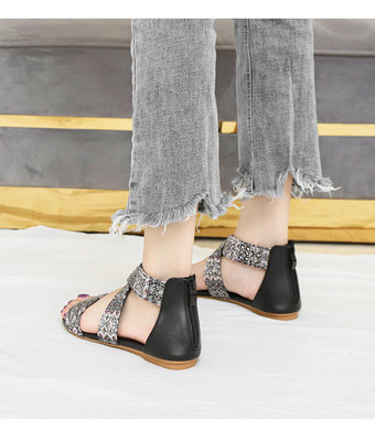 BS059 Amazon Sandals Female Summer New Fashion Fairy Style Seaside Bohemian Ethnic Style Beach Flat Shoes