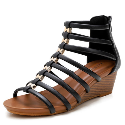 BS061 Retro Hollow Roman Sandals Women 2020 Summer Europe And The United States New Wedge Round Toe Open Toe Comfortable