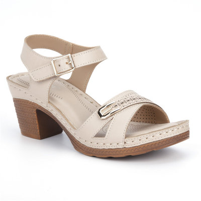 BS066 2021 New Metal Buckle Car Line High Heel Buckle Thick Heel Comfortable Large Size Female Sandals Sandals