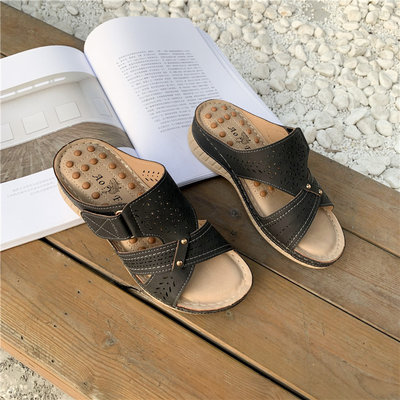 BS068 European And American Summer Sandals Women 2021 Bohemian Style Thick Bottom Massage Large Size Ladies Slippers