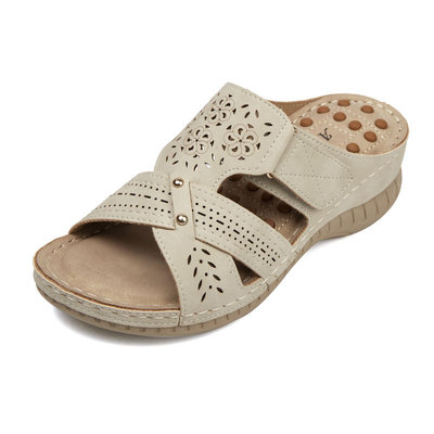 BS068 European And American Summer Sandals Women 2021 Bohemian Style Thick Bottom Massage Large Size Ladies Slippers
