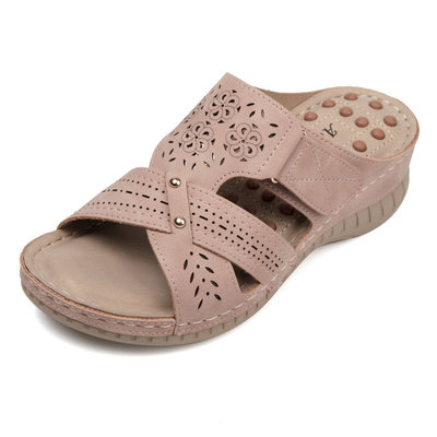 BS068 European And American Summer Sandals Women 2021 Bohemian Style Thick Bottom Massage Large Size Ladies Slippers