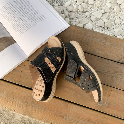 BS068 European And American Summer Sandals Women 2021 Bohemian Style Thick Bottom Massage Large Size Ladies Slippers