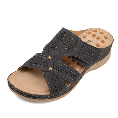 BS068 European And American Summer Sandals Women 2021 Bohemian Style Thick Bottom Massage Large Size Ladies Slippers