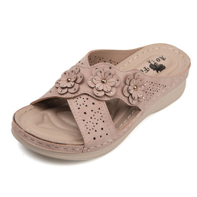 BS069 Amazon 2021 New Cross-Border Ladies Slippers Summer Flowers Vacation Leisure Beach Sandals