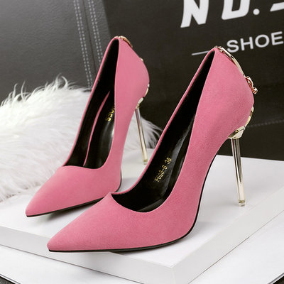 608-6 Fashion Pointed High Heels Nightclub Sexy Metal Heel Women'S Single Shoes Stiletto Bow Women Shoes Wedding Shoes H