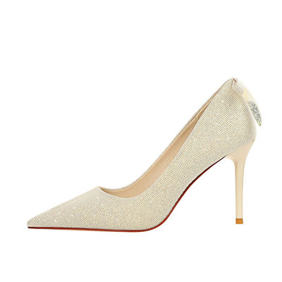 869-3 Korean Fashion Sexy Thin Stiletto High-Heeled Shallow Mouth Pointed Toe And Bow Single Shoes Female Wedding Shoes