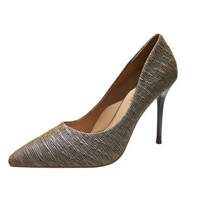 6888-7 Korean Fashion Pointed Shallow Mouth High Heels Thin Sexy Wrinkled Women'S Single Shoes Stiletto Professional OL