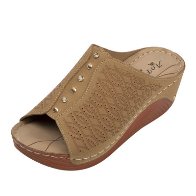 BS072 Amazon 2021 Rhinestone Flower Ladies Roman Slippers Car Stitching Beach Slope Mother Shoes Open Toe Women Sandals