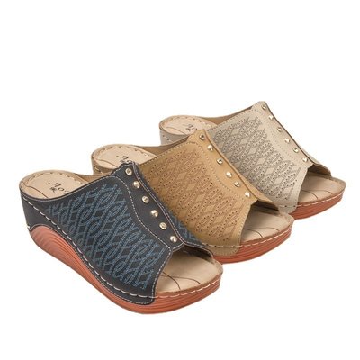 BS072 Amazon 2021 Rhinestone Flower Ladies Roman Slippers Car Stitching Beach Slope Mother Shoes Open Toe Women Sandals