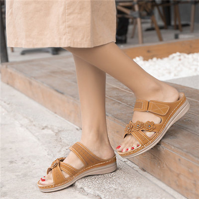 BS073 Summer 2021 New European And American Sandals Women'S Wedge Heel Car Stitching Breathable Velcro Hollow Mother Sho