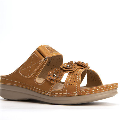 BS073 Summer 2021 New European And American Sandals Women'S Wedge Heel Car Stitching Breathable Velcro Hollow Mother Sho