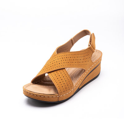 BS074 slippers European and American 2021 cross-border sandals women, wedge heel retro fish mouth mother shoes plus size
