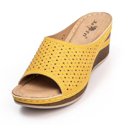 BS075 slippers European and American 2021 cross-border sandals women, wedge heel retro fish mouth mother shoes plus size