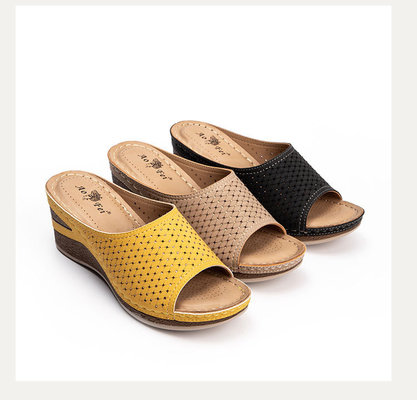 BS075 slippers European and American 2021 cross-border sandals women, wedge heel retro fish mouth mother shoes plus size