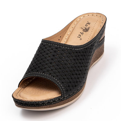 BS075 slippers European and American 2021 cross-border sandals women, wedge heel retro fish mouth mother shoes plus size