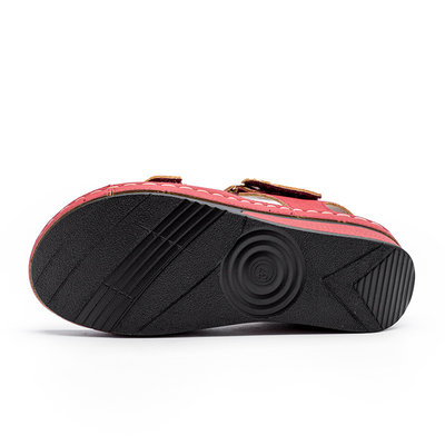 BS076 Manufacturer 2021 Amazon new sandals women's slope with magic buckle thick-soled large size sandals slippers beach