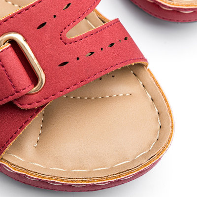 BS076 Manufacturer 2021 Amazon new sandals women's slope with magic buckle thick-soled large size sandals slippers beach