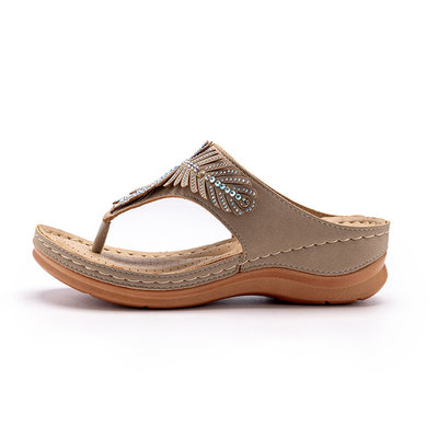 BS077 BS077 Europe And The United States 2021 New Slippers Women Summer Fashion Rhinestone Wedges Sandals Foreign Trade