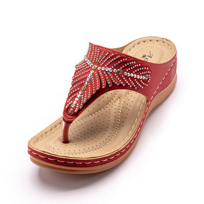 BS077 BS077 Europe And The United States 2021 New Slippers Women Summer Fashion Rhinestone Wedges Sandals Foreign Trade