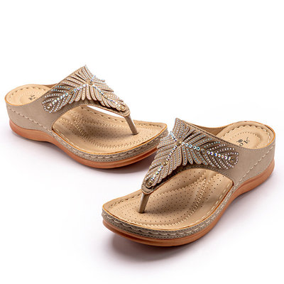 BS077 BS077 Europe And The United States 2021 New Slippers Women Summer Fashion Rhinestone Wedges Sandals Foreign Trade