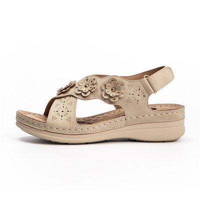 BS078 2021 New Style Sandals Women'S Summer Flowers Casual Hollow Large Size Female Sandals Beach Women'S Shoes PU Slipp