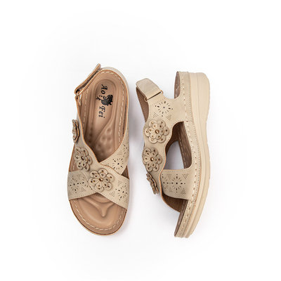BS078 2021 New Style Sandals Women'S Summer Flowers Casual Hollow Large Size Female Sandals Beach Women'S Shoes PU Slipp