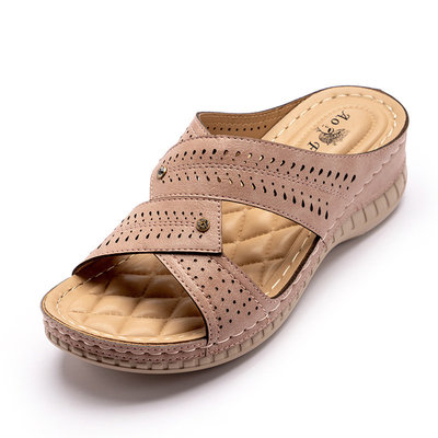 BS081 Amazon Hot Style Slippers Women European And American 2021 New Cross-Border Large Size Slope With Rhinestone Casua