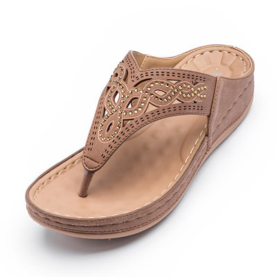 BS082 Amazon 2021 Slippers Women Cross-Border Foot Massage Flip Flops Southeast Asian Retro Wedge Sandals Women