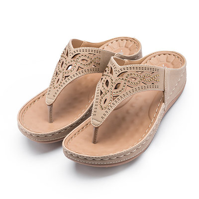BS082 Amazon 2021 Slippers Women Cross-Border Foot Massage Flip Flops Southeast Asian Retro Wedge Sandals Women