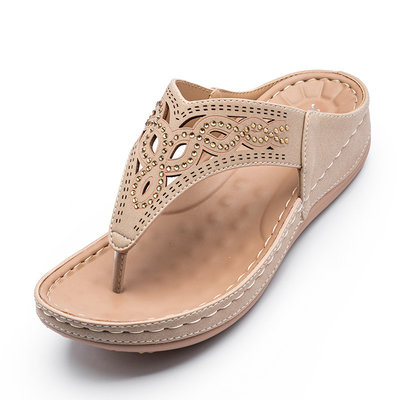 BS082 Amazon 2021 Slippers Women Cross-Border Foot Massage Flip Flops Southeast Asian Retro Wedge Sandals Women