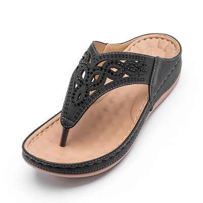 BS082 Amazon 2021 Slippers Women Cross-Border Foot Massage Flip Flops Southeast Asian Retro Wedge Sandals Women