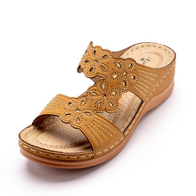 BS084 Factory Direct Supply Amazon Sandals Women'S 2020 Fall Hollow Casual Slope Heel Outer Slippers