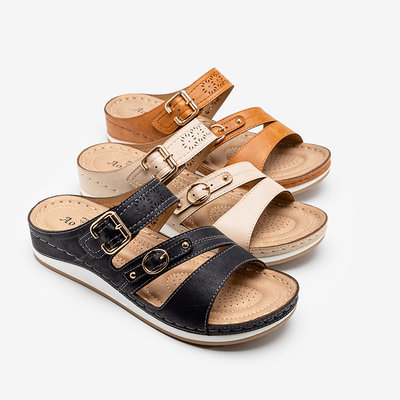 BS086 Manufacturers New Style Sandals For Women'S Outer Wear Wedge Heel Hollow Casual Beach Slippers Sandals PU Women'S