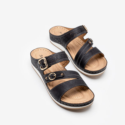 BS086 Manufacturers New Style Sandals For Women'S Outer Wear Wedge Heel Hollow Casual Beach Slippers Sandals PU Women'S