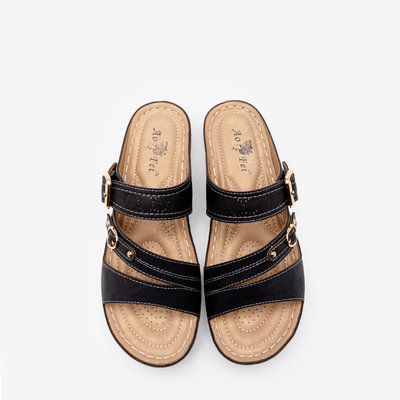 BS086 Manufacturers New Style Sandals For Women'S Outer Wear Wedge Heel Hollow Casual Beach Slippers Sandals PU Women'S