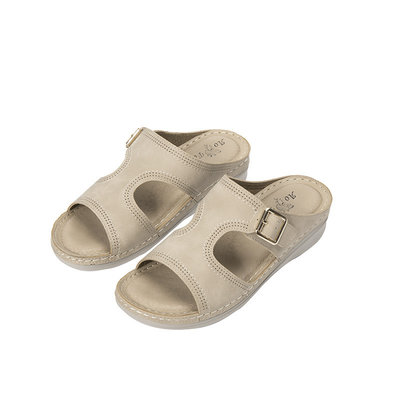 BS089 Hot Style Ladies Slippers, Wedge Heel Round Toe, Outer Wear Sandals, Women Summer Light Beach Sandals, Women PU Sl