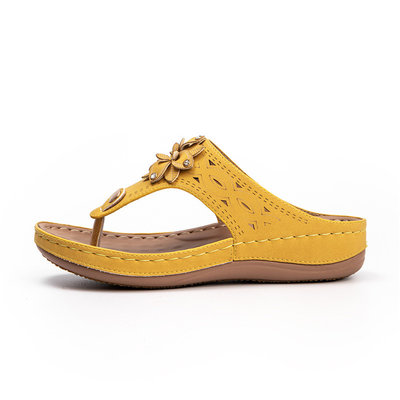 BS090 Slipper Outer Wear Slippers Female Flip Flops Flower Hollow Beach Amazon Flip Flops Female Sandals
